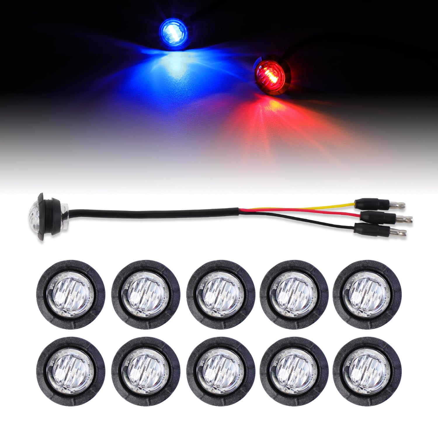 Ledvillage 3/4 Inch Round MMF7 Dual Color Red to Blue Bullet Side ...