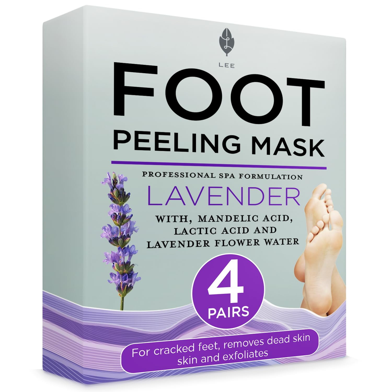 Lee Beauty Exfoliating Foot TMA2 Peeling Mask (4 Pack) - Foot Mask for Dry Cracked Feet with ...