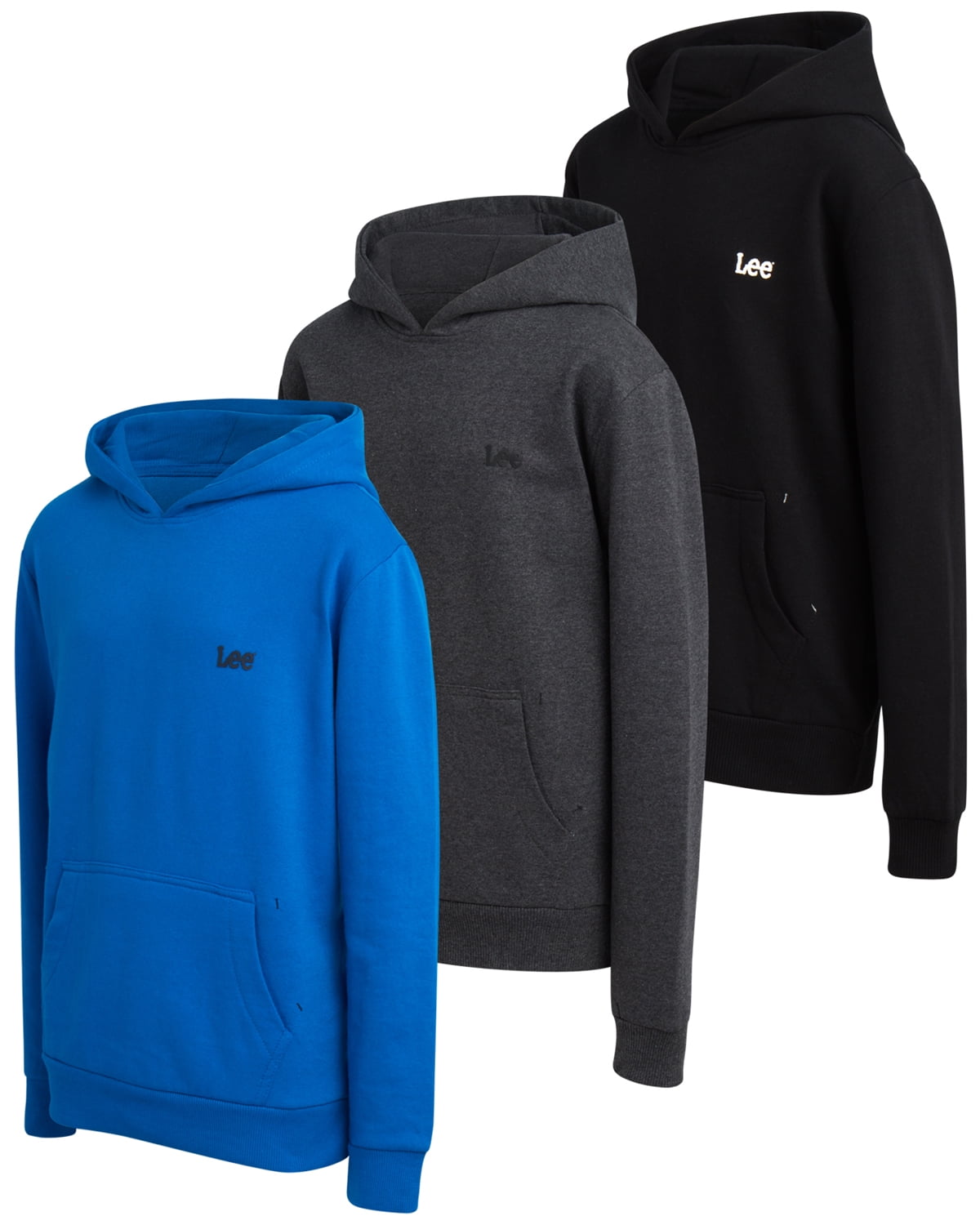 Lee Boys' Pull Over Hoodie - 3 Pack Soft and Cozy Plain Hooded ...