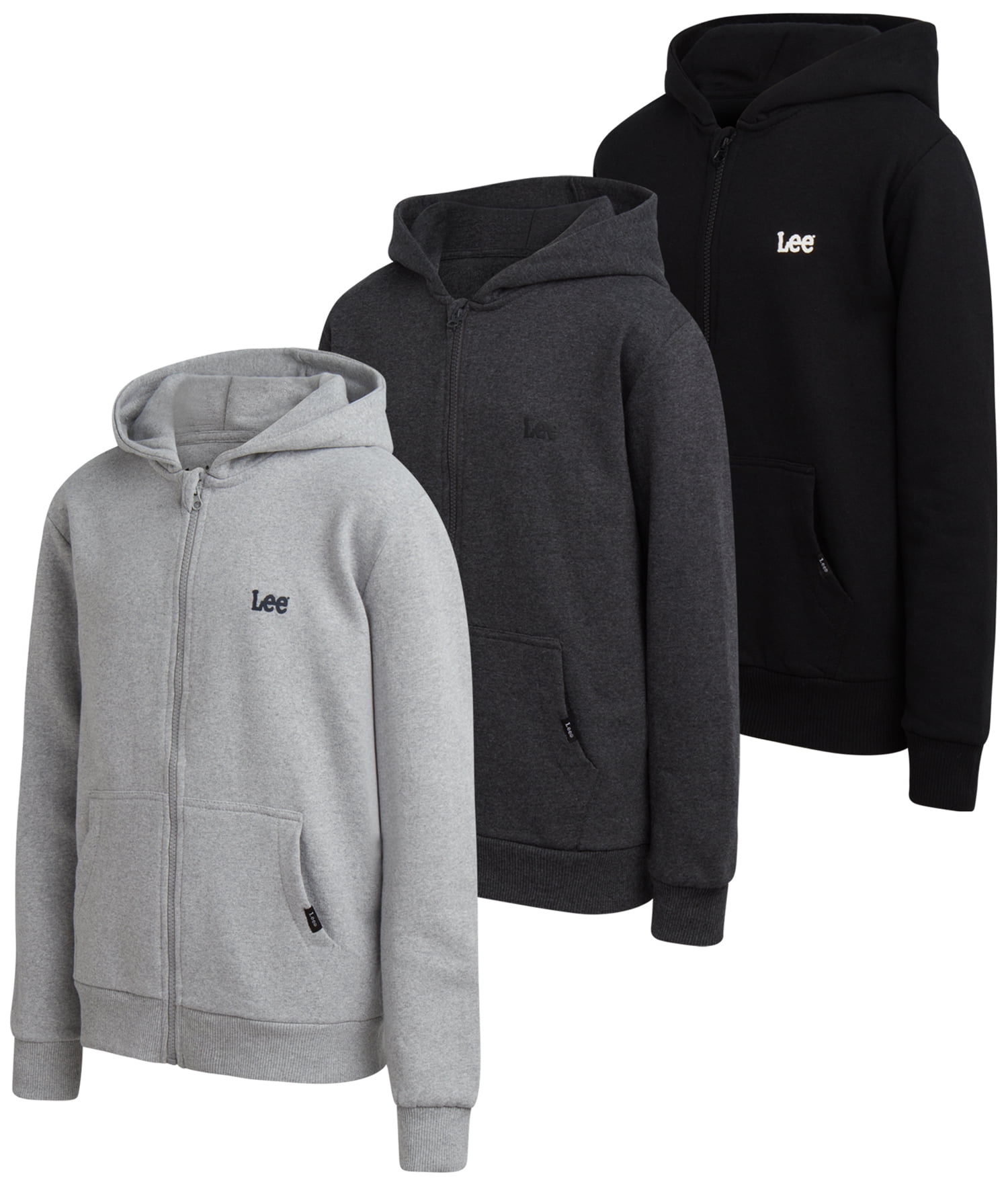 Lee Boys' Zip Up Hoodie - 3 Pack Soft Hooded Sweatshirt for Boys - Cozy ...