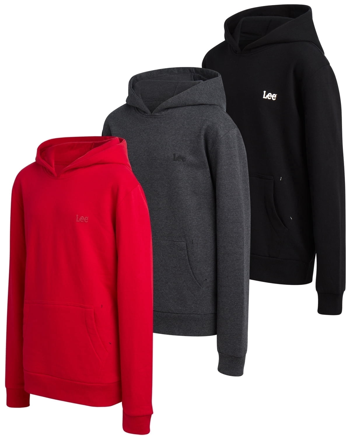 Lee Boys' Pull Over Hoodie - 3 Pack Soft and Cozy Plain Hooded ...