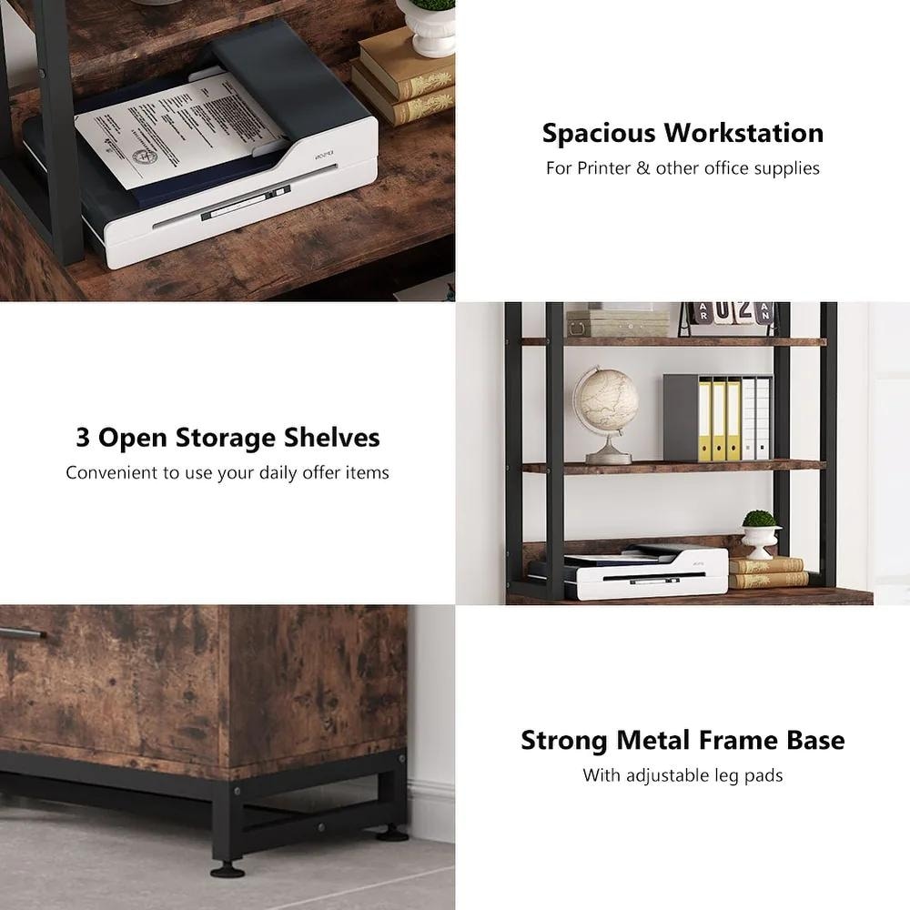 1Easylife Brown/ Black 4-Tier Tall File Cabinet with Lock, Multi ...