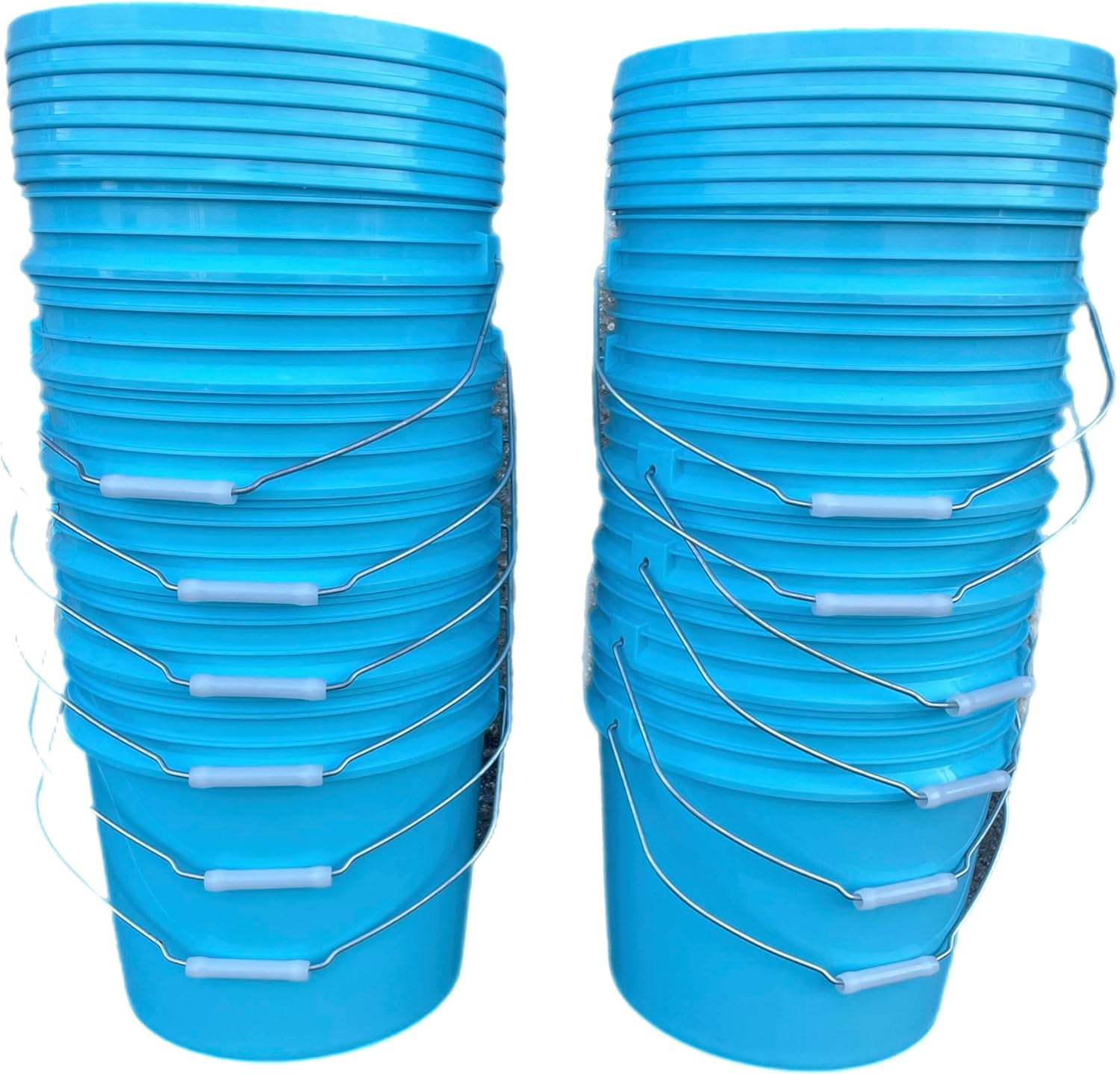 Lee Fisher Aqua 3.5 Gallon Blue Buckets – 6-Pack Heavy Duty, Food Grade ...