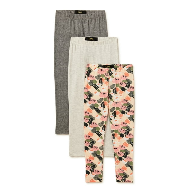 Lee Girls Printed and Solid Leggings, 3-Pack, Sizes 4-10 - Walmart.com