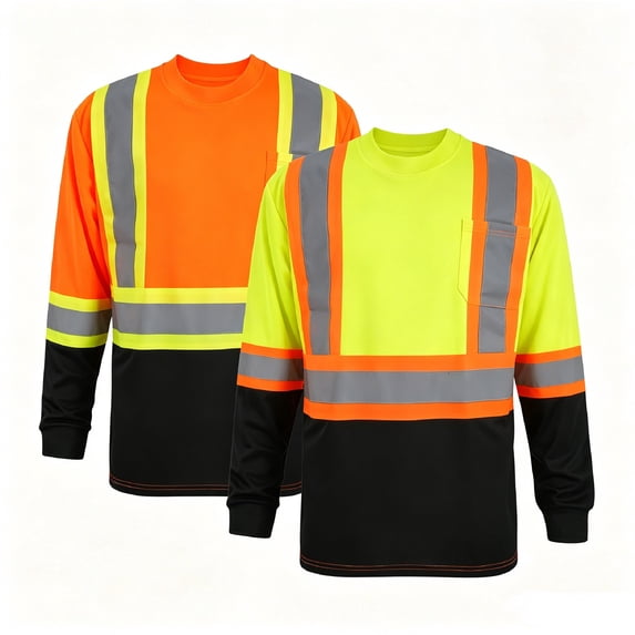 Lee Hanton Men's 2-Pack Class 2 HIGH-VIS Long Sleeve Safety Shirt ...