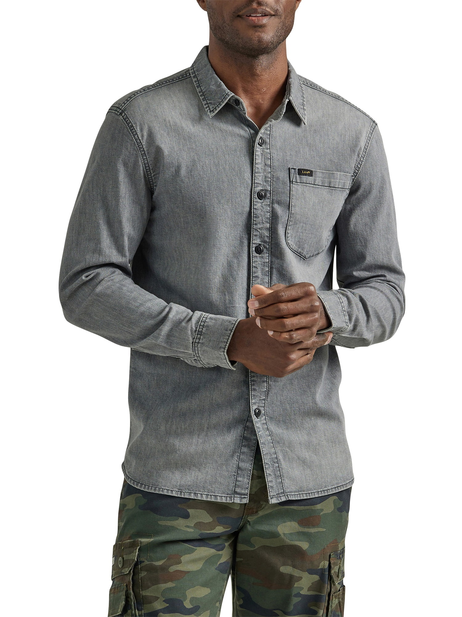 Lee® Men's Extreme Motion All Purpose Long Sleeve Denim Shirt - Walmart.com