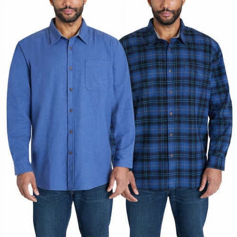 Lee Men's Flannel Shirt 2-pack (Deep Blue/Lyons Blue, Small) - Walmart.com