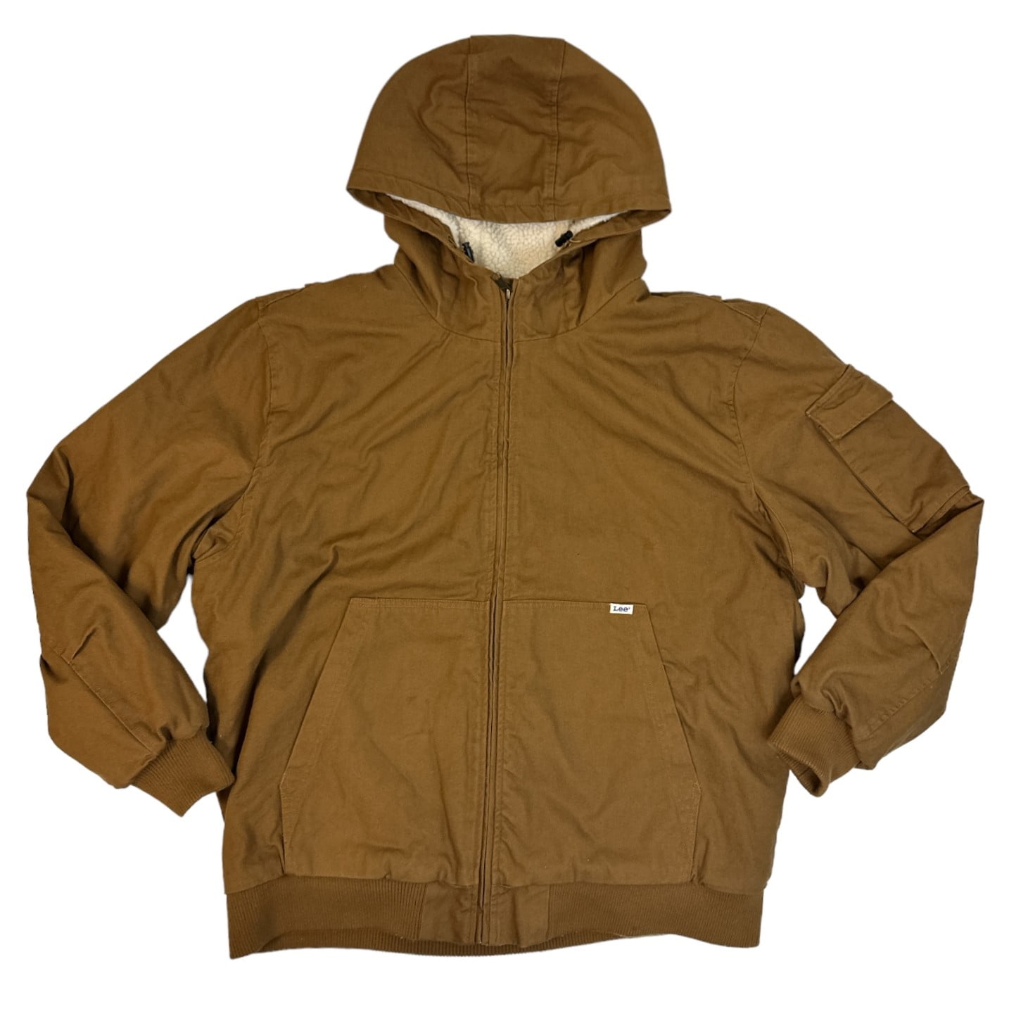 Lee Mens Heavyweight Workwear Canvas Sherpa Lined Duck Canvas Bomber Jacket Tobacco Xxl