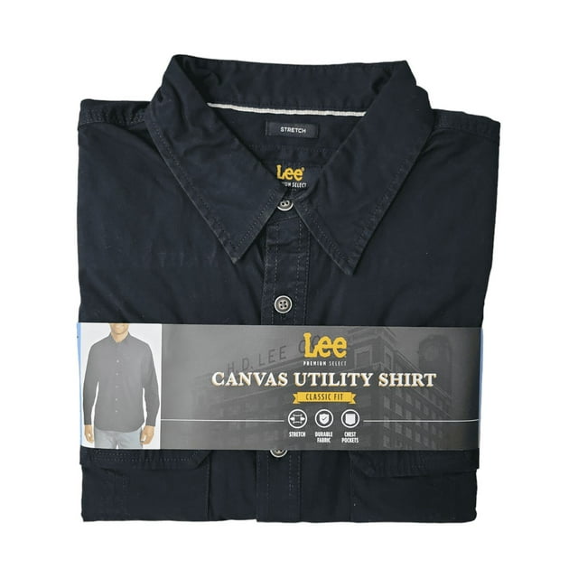 Lee Men's Premium Select Classic Fit Canvas Utility Button Down Shirt ...