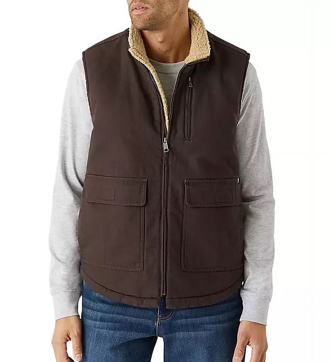 Lee Men's Sherpa Lined Workwear Vest, Canvas Duck Shell, Bitter ...