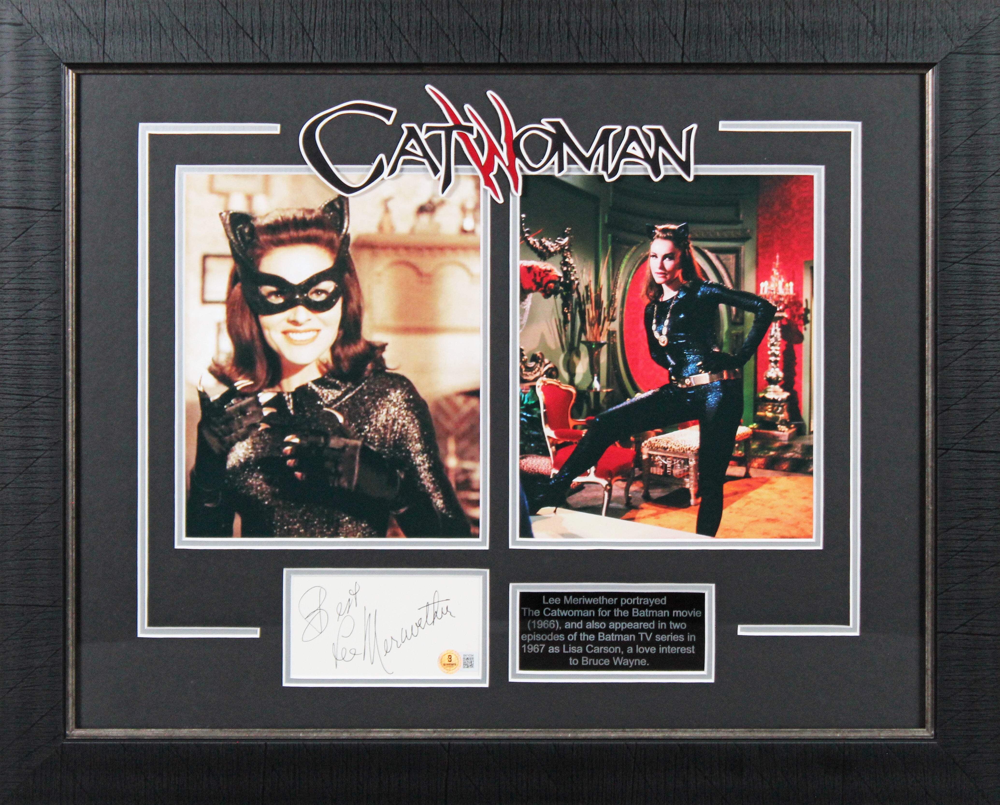 Lee Meriwether Catwoman Authentic Signed 3x5 Index Card Framed Display ...