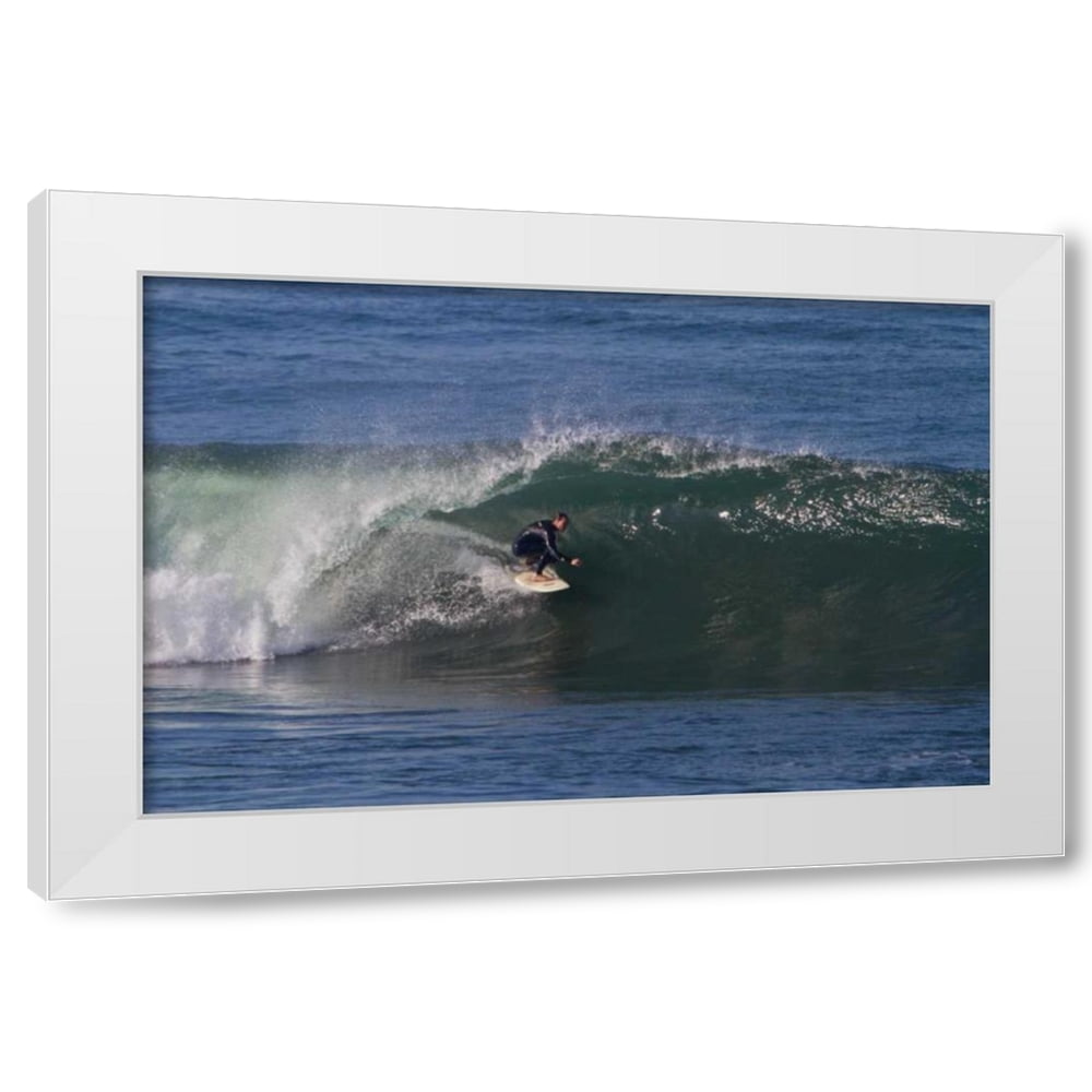 Lee Peterson 14x10 White Modern Wood Framed Wall Art Titled - Surfing I ...