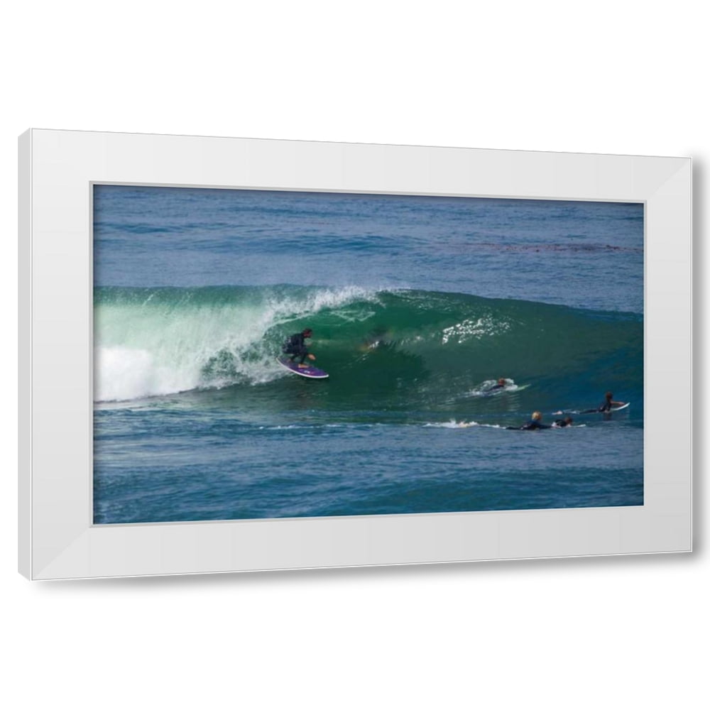 Lee Peterson 14x10 White Modern Wood Framed Wall Art Titled - Surfing ...
