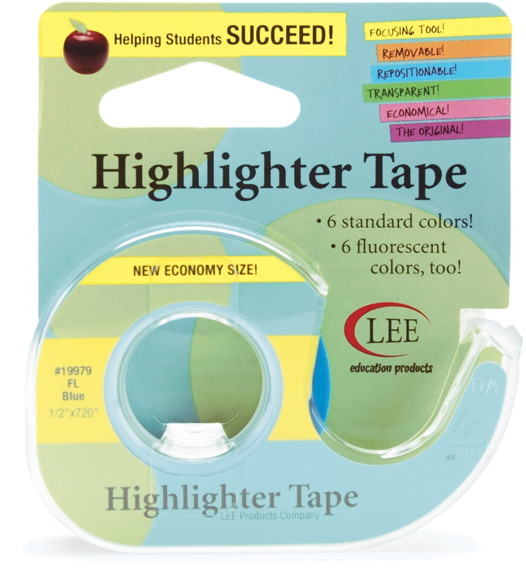 Lee Products Fluorescent Highlighter Tape .5"X720"-Blue - Walmart.com
