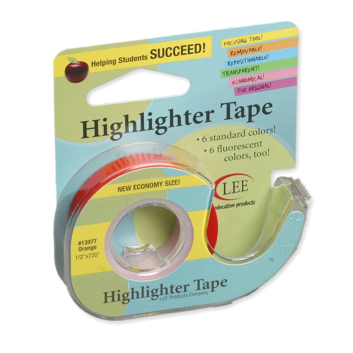 Lee Products Removable Highlighter Tape 1/2"W x 4"L Orange Bundle of 6 ...