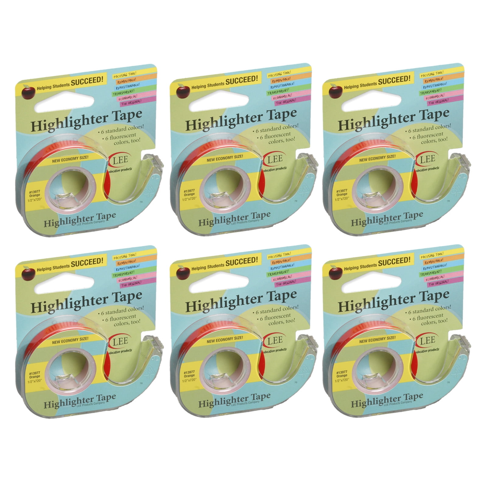 Lee Products Removable Highlighter Tape, Orange, Pack of 6 - Walmart.com