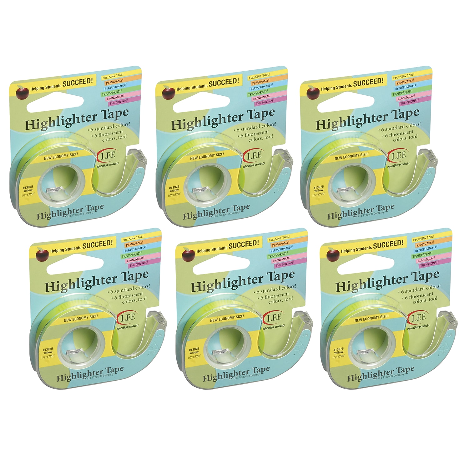 Lee Products Removable Highlighter Tape, Yellow, Pack of 6 - Walmart.com