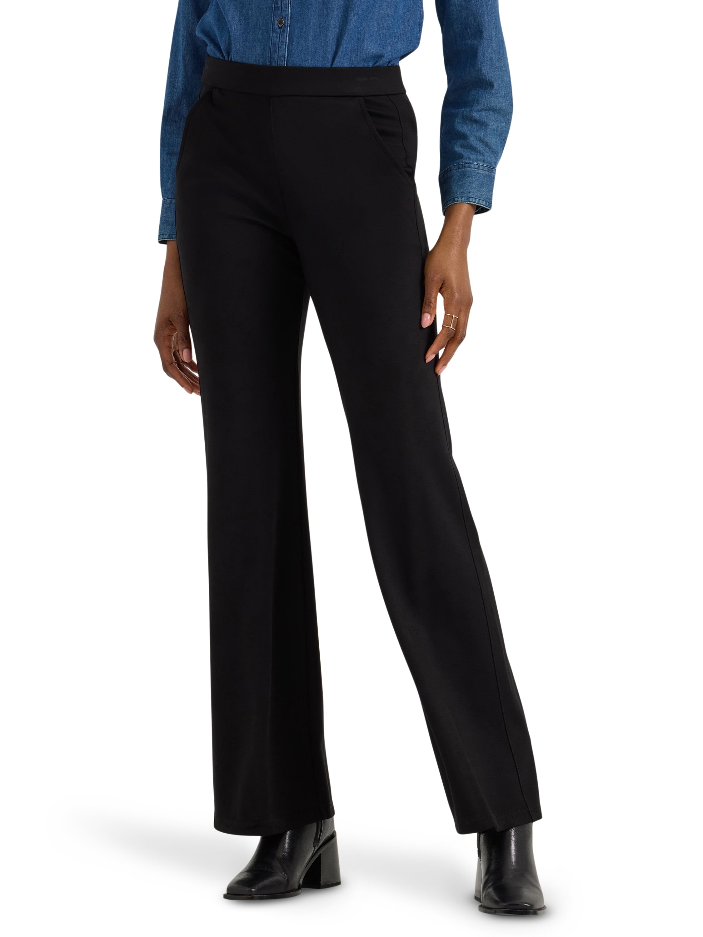 Lee Women's Comfort Waist Pull On Bootcut Pant Mid Rise Regular Fit ...