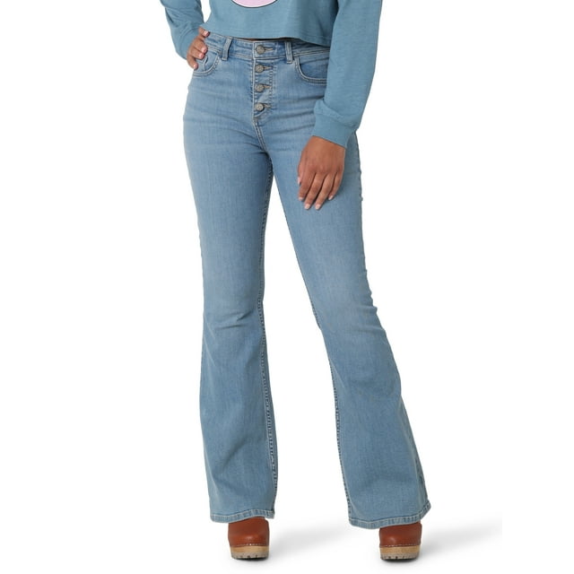 Lee Women's High Rise Button Flare Jeans - Walmart.com