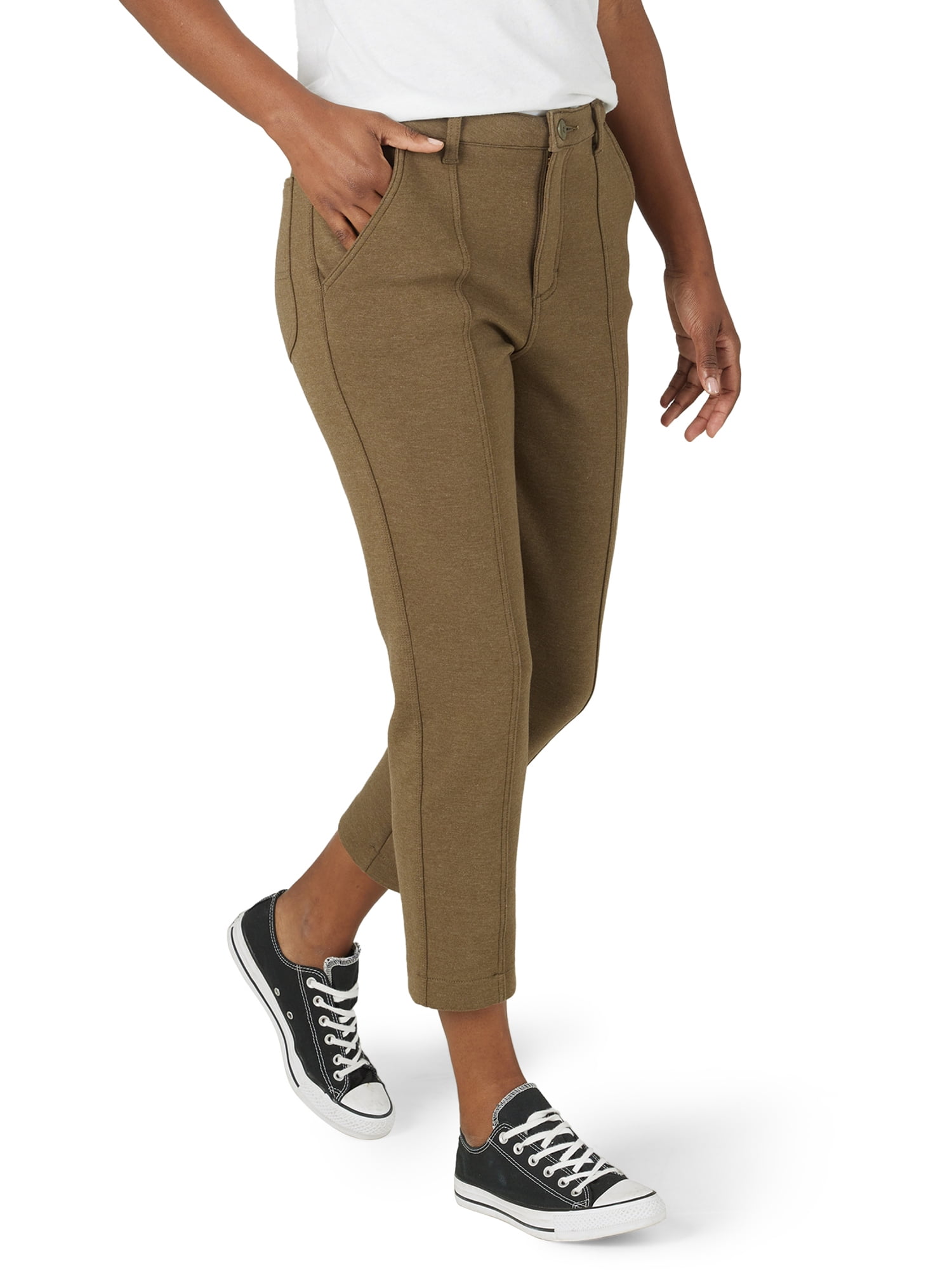 Lee Women's High Rise Straight Leg Cropped Knit Pants - Walmart.com