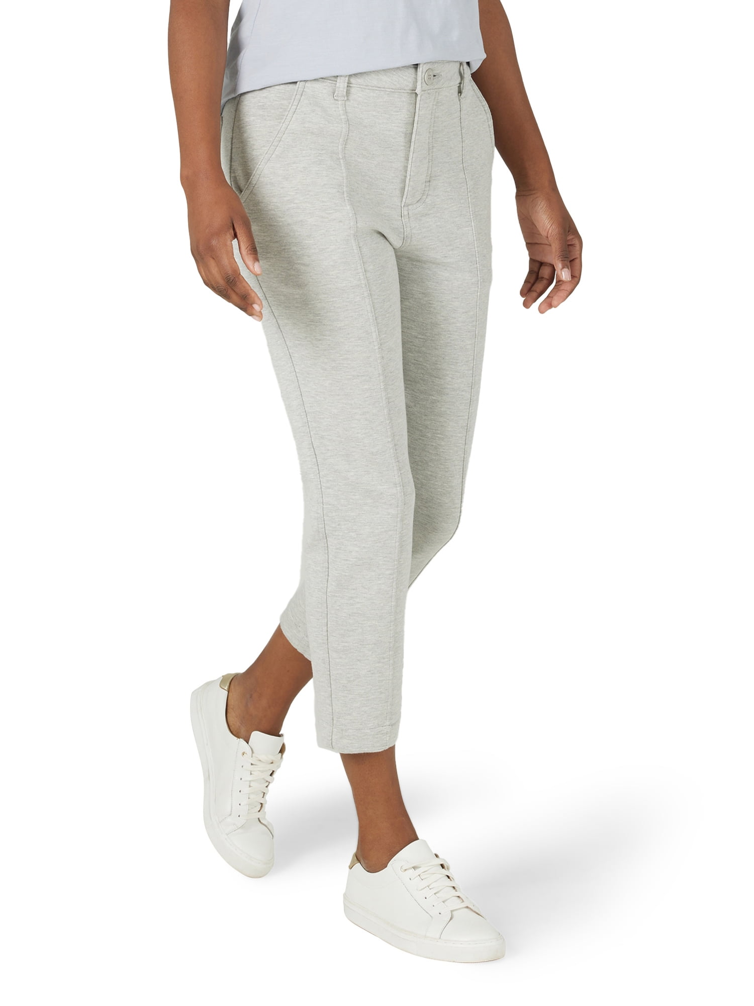 Lee Women's High Rise Straight Leg Cropped Knit Pants - Walmart.com