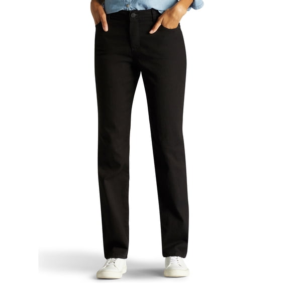 Lee Women's Slims Straight Leg Jean, Relaxed Fit, High Rise, Cotton ...