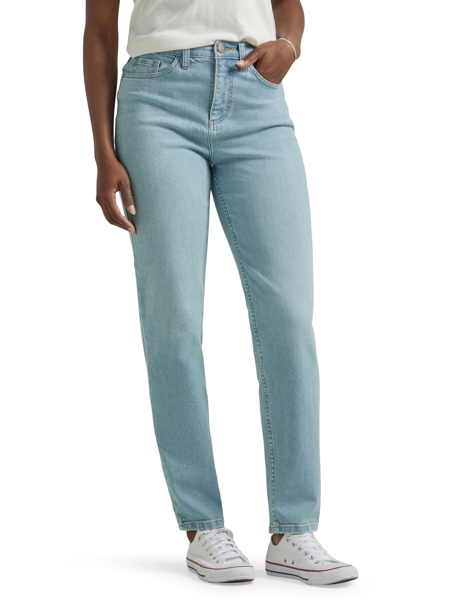 Lee Women's High Rise Authentic Stretch Mom Jeans, Regular Fit ...