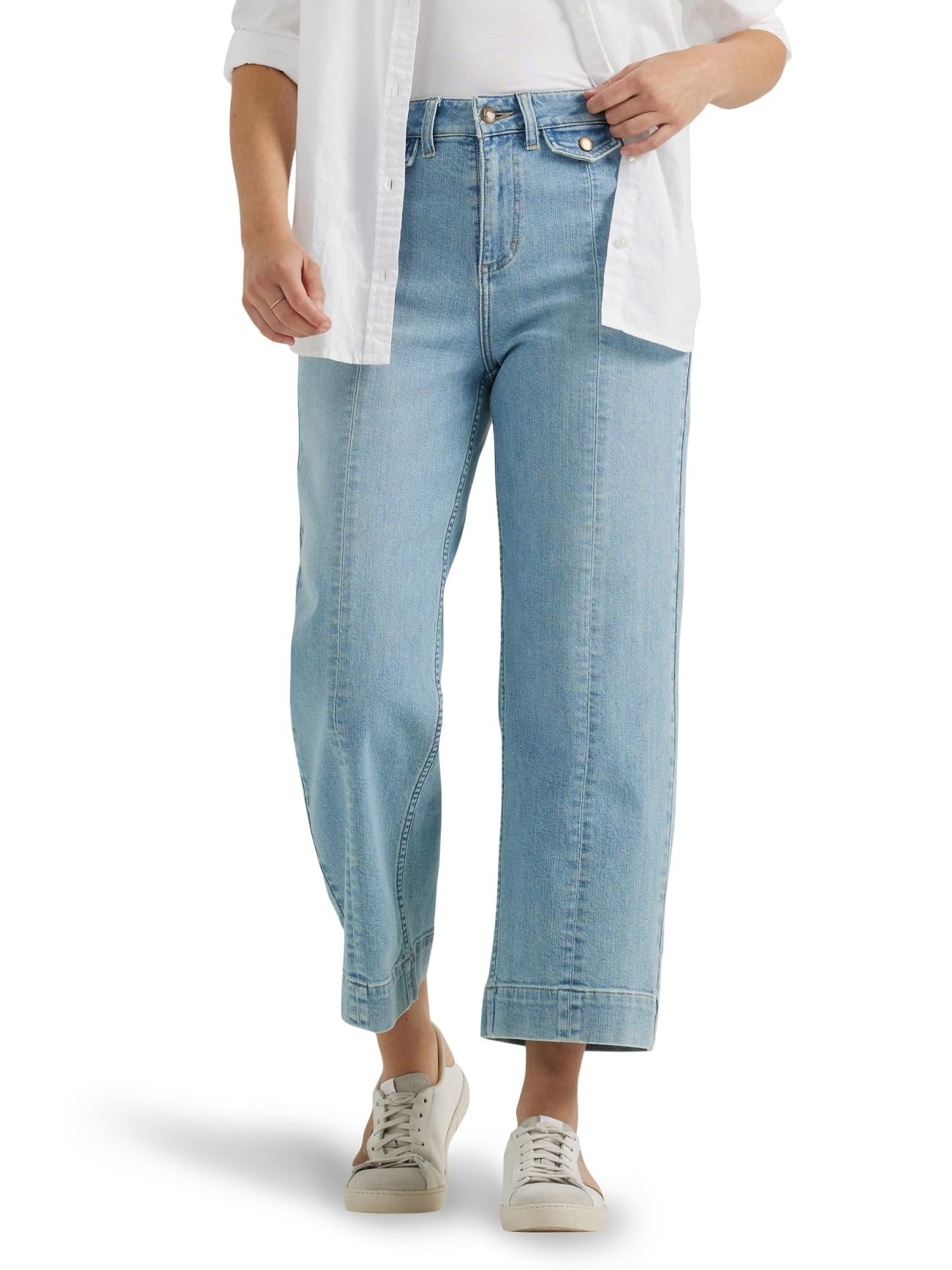 Lee Women's Legendary Wide Leg Seamed Crop Capri Jean, Eternal Fade ...