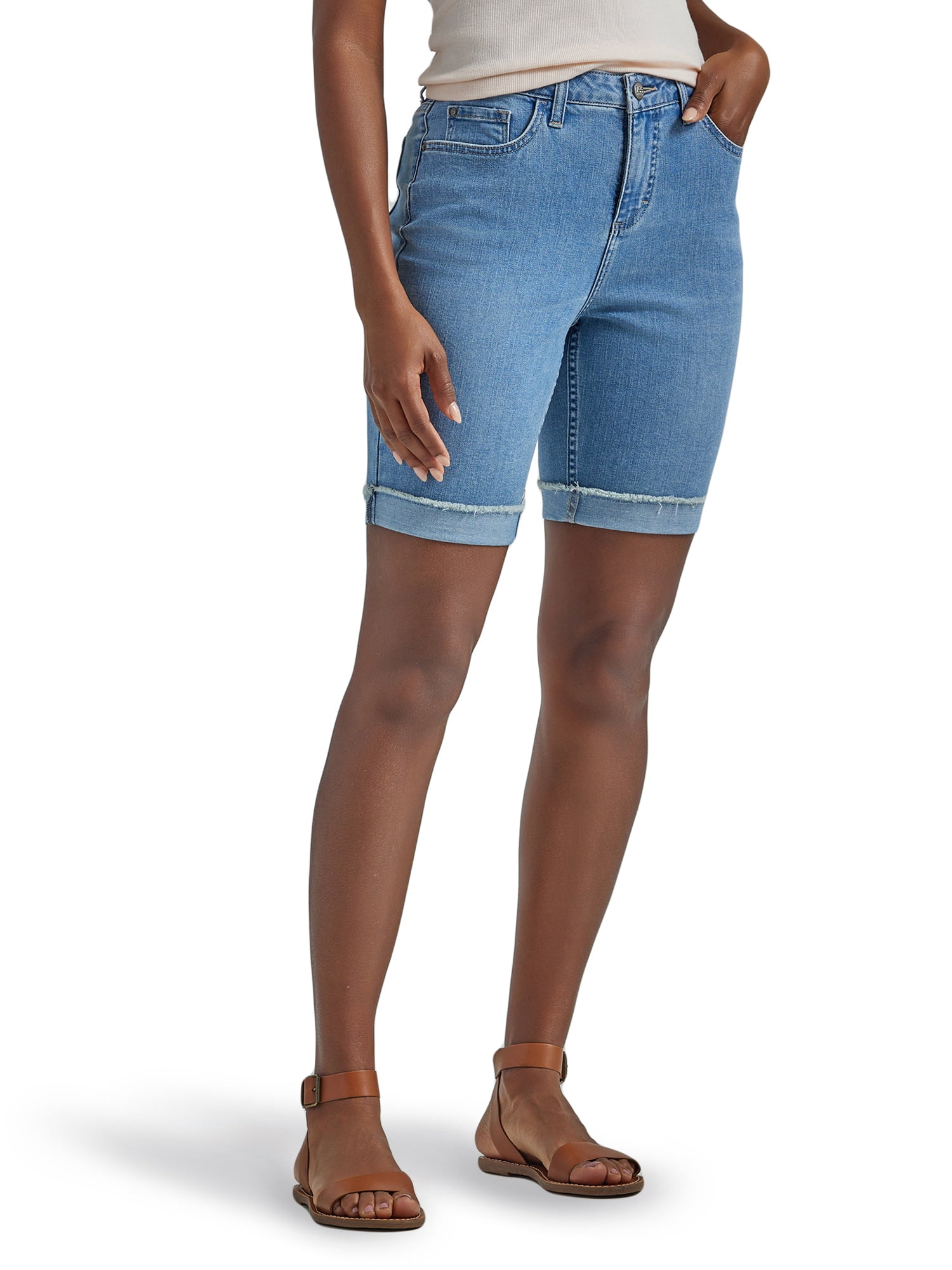 Lee Women's Regular Fit Mid Rise Cuffed Bermuda Shorts - Walmart.com