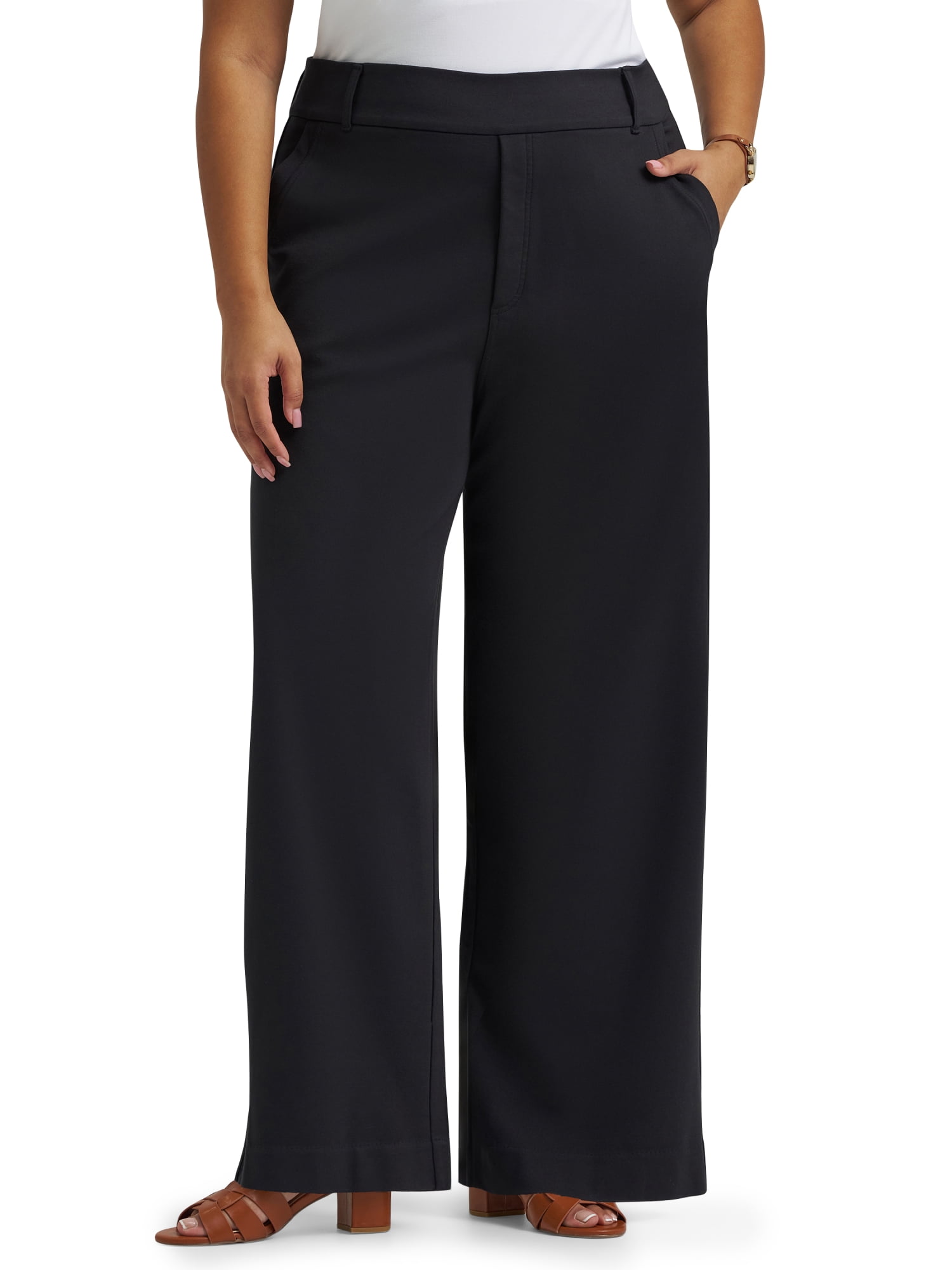 Lee® Women's Plus Regular Fit Wide Leg Knit Pants, Sizes 0X-4X ...