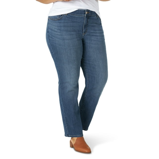 Lee Women's Plus Flex Motion Straight Leg Jean, Available in Regular ...