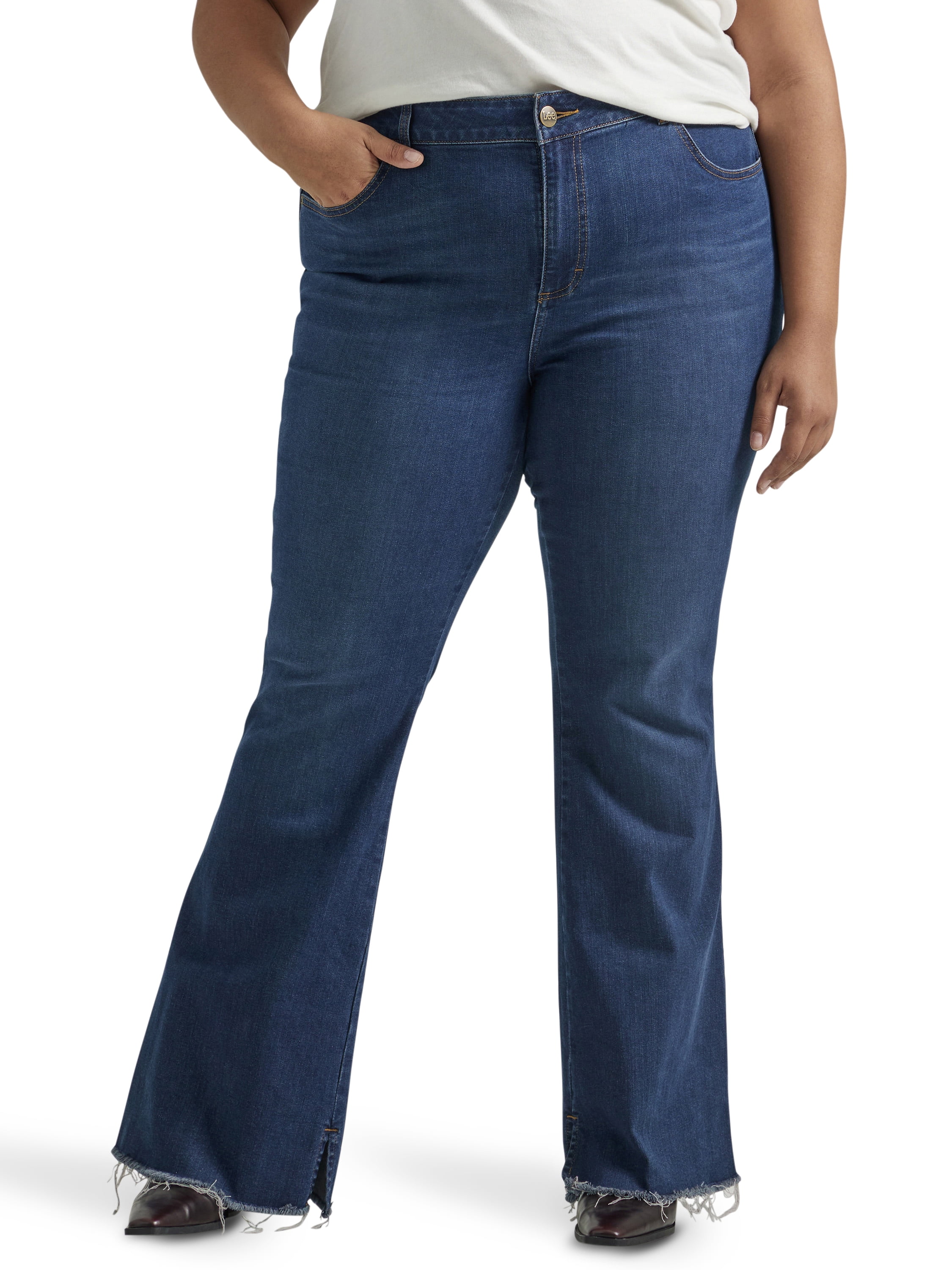 Lee® Women's Plus Heritage High Rise Flare Jean with Raw Hem - Walmart.com