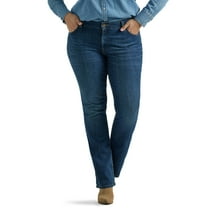 Lee Women's Plus Size Mid Rise Stretch Relaxed Fit Straight Leg Jean ...
