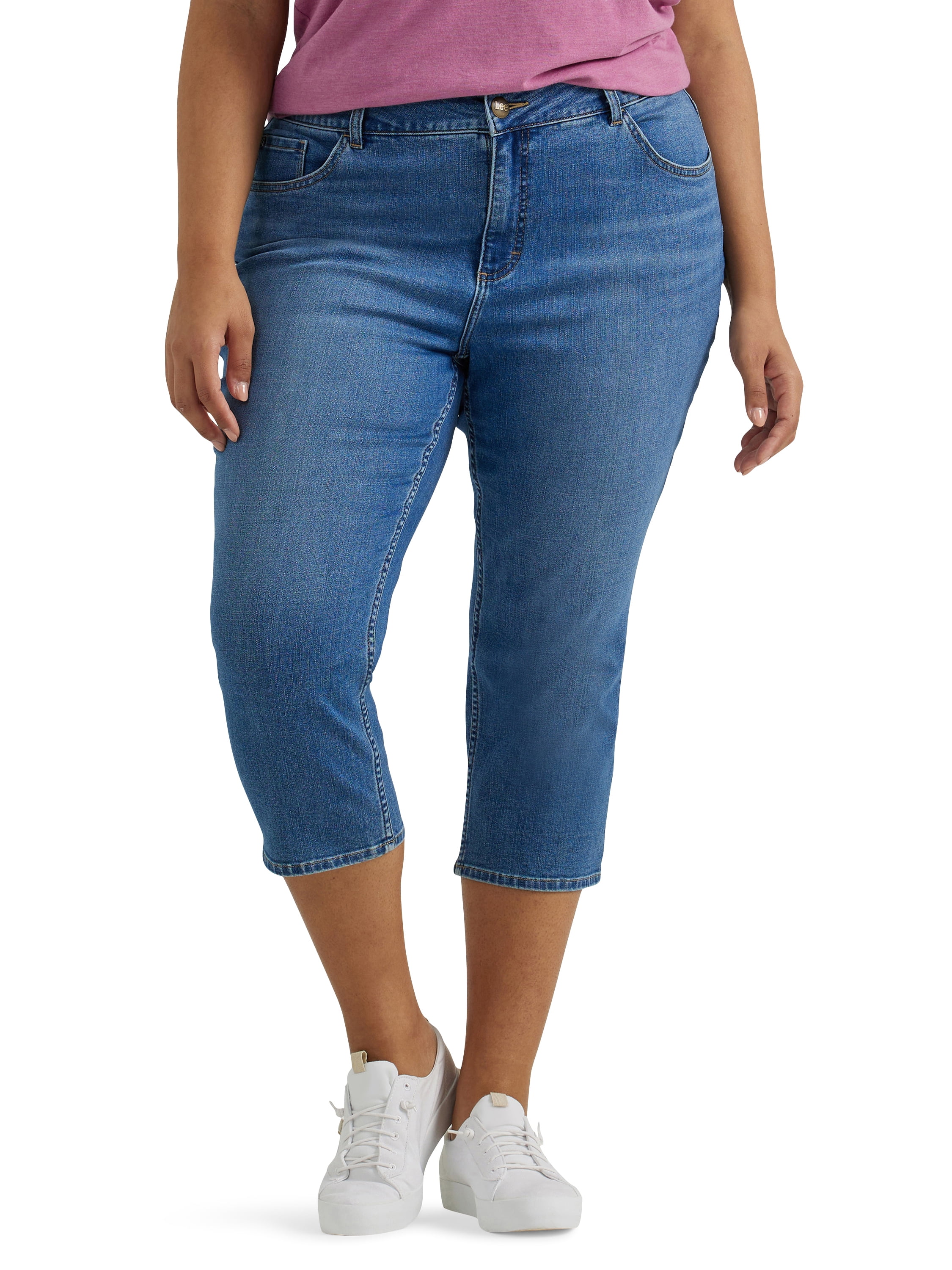Lee women's Plus Midrise Capri - Stretch Denim Capris - Walmart.com