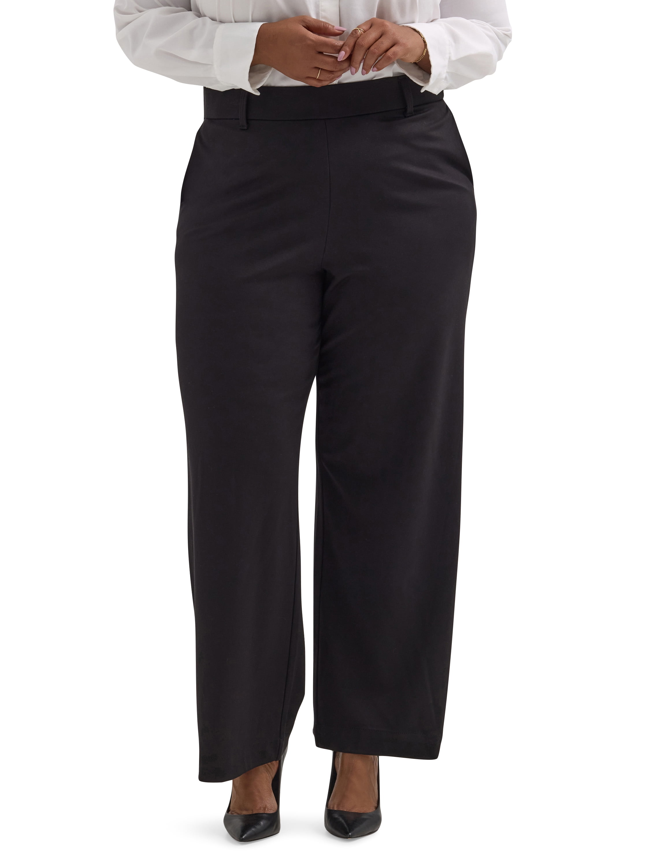 Lee Women's Plus Comfort Waist A-Line Knit Pants with Stretch and ...