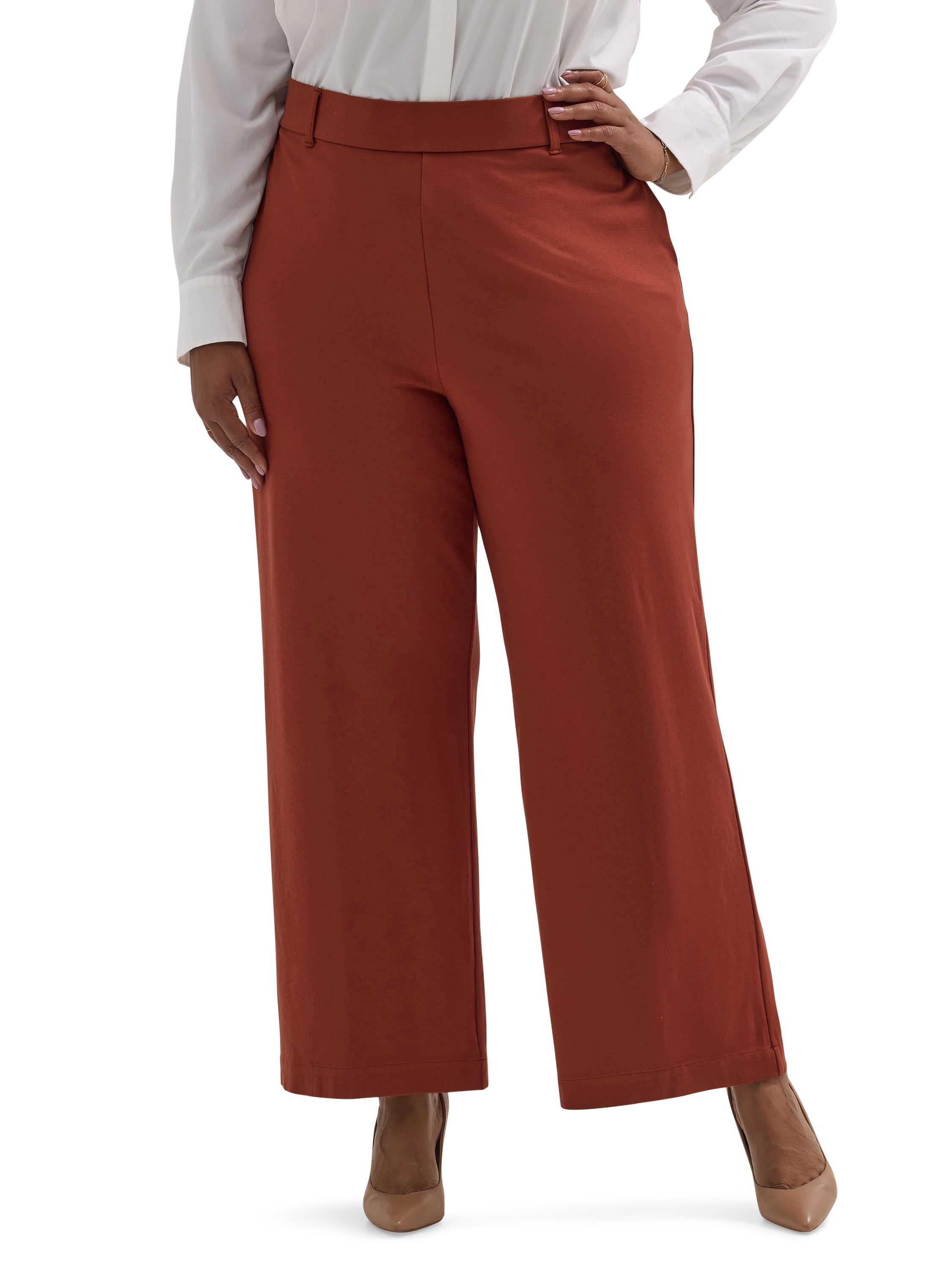 Lee Women's Plus Comfort Waist A-Line Knit Pants with Stretch and ...
