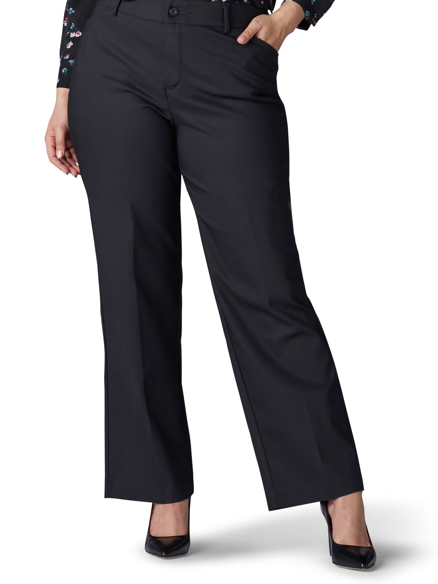 Lee Women’s Plus Size Flex Motion Trouser Pant with Elastic Waistband ...