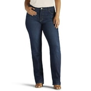 Lee Women's Plus Size Mid Rise Stretch Relaxed Fit Straight Leg Jean ...