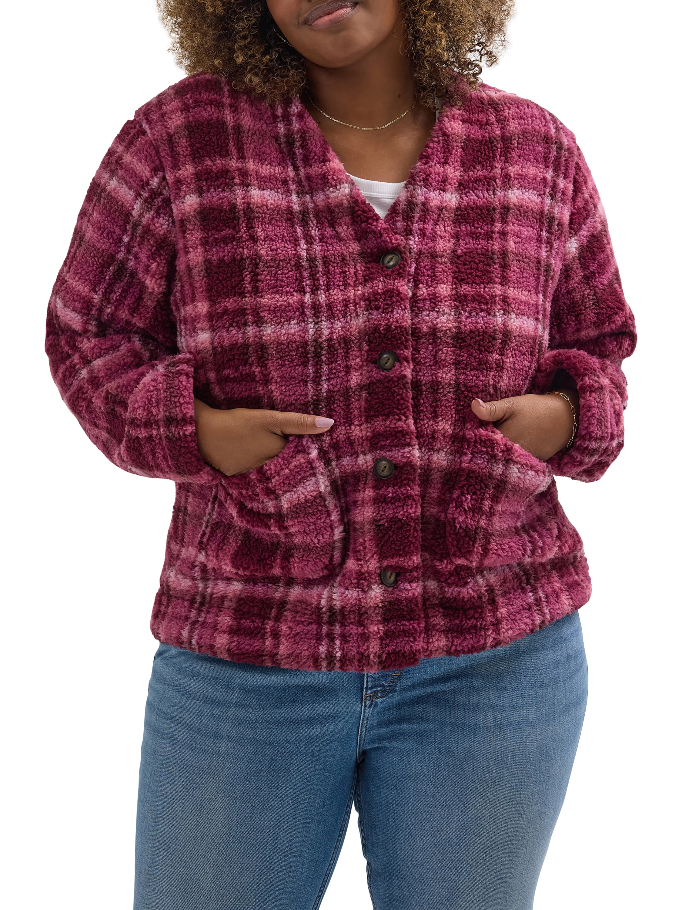 Lee® Women's Plus V-Neck Fleece Cardigan - Walmart.com