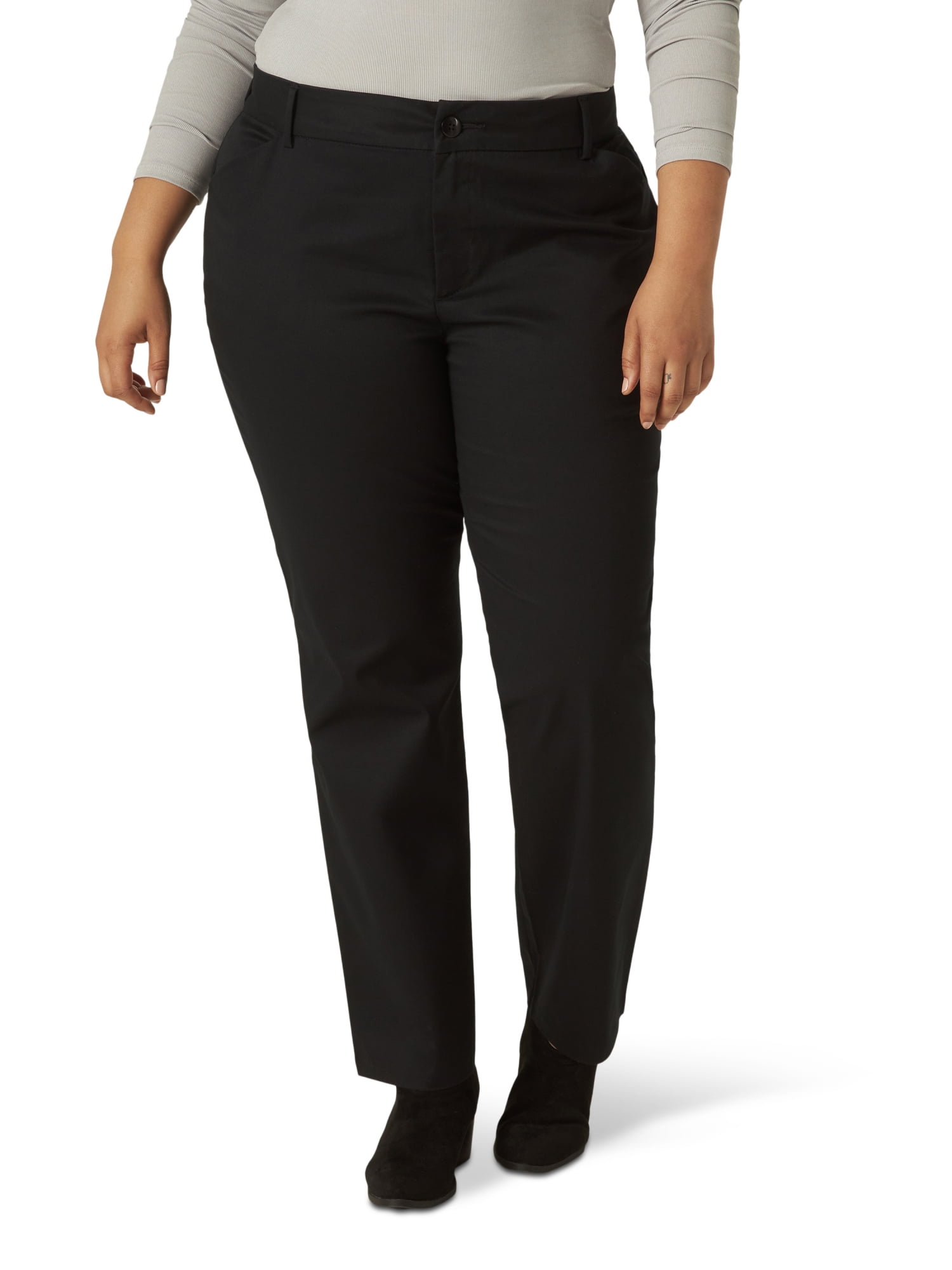 Lee Women's Plus Wrinkle Free Relaxed Fit Straight Leg Pant, Sizes 14 ...