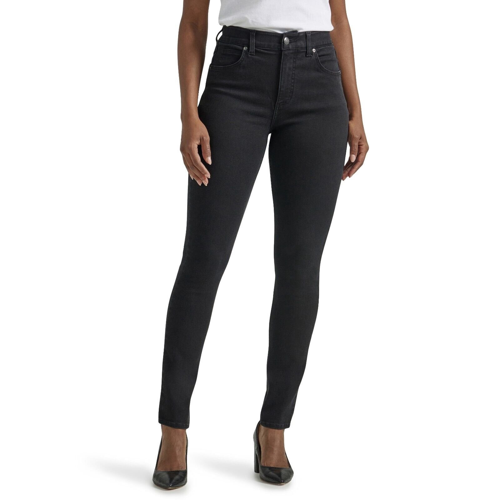 Lee Women's Ultra Lux Comfort High Rise Skinny Jean Denim Pants Black ...
