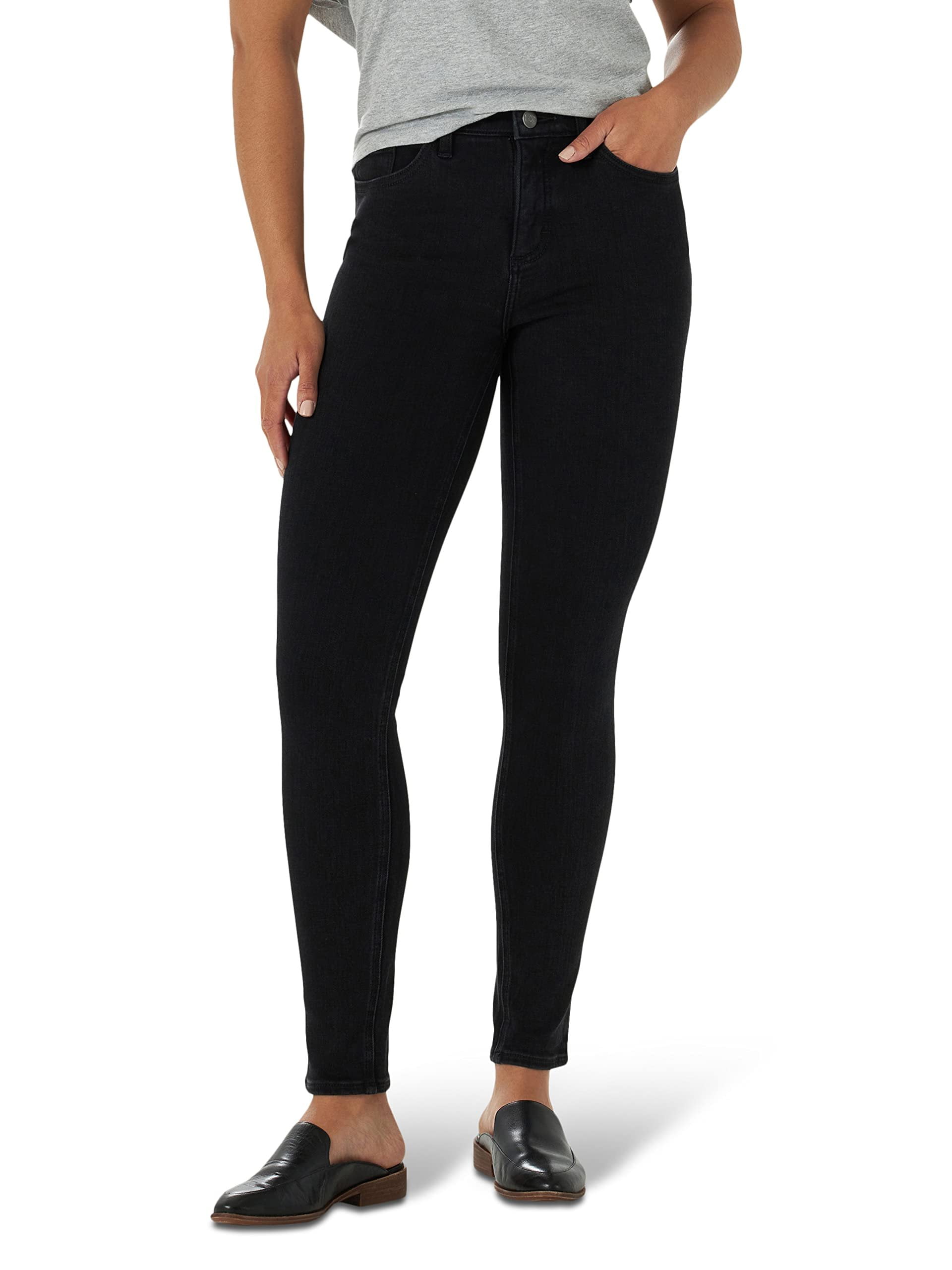 Lee Women's Ultra Lux Mid-Rise Slim Fit Skinny Jean, Black, 0 Long ...