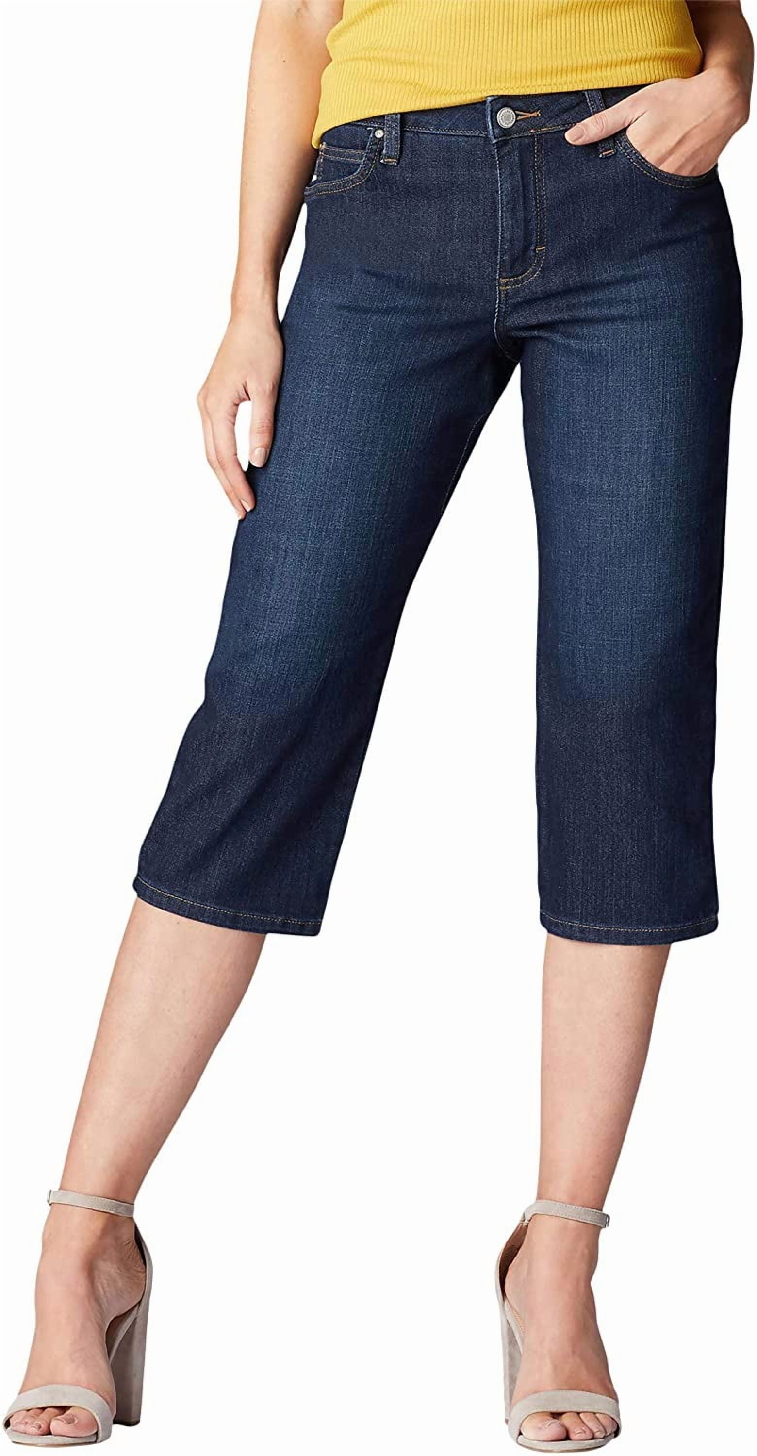 Lee Womens, Comfort Waist, Relaxed Fit Capris 8 in Dark Denim - Walmart.com