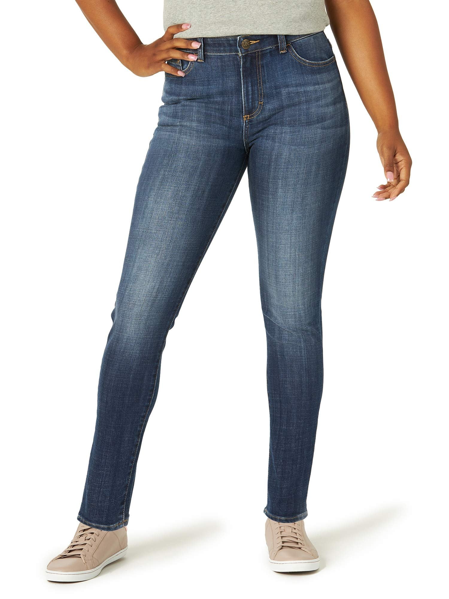 Lee Women's Slim Fit Skinny Leg Midrise Jean, Lagoon Blue, 18 Short ...