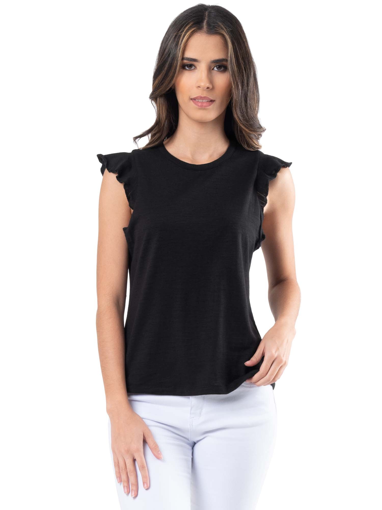 Lee Womens and Plus Ruffle Sleeve Crewneck Tank Top, S-4X - Walmart.com