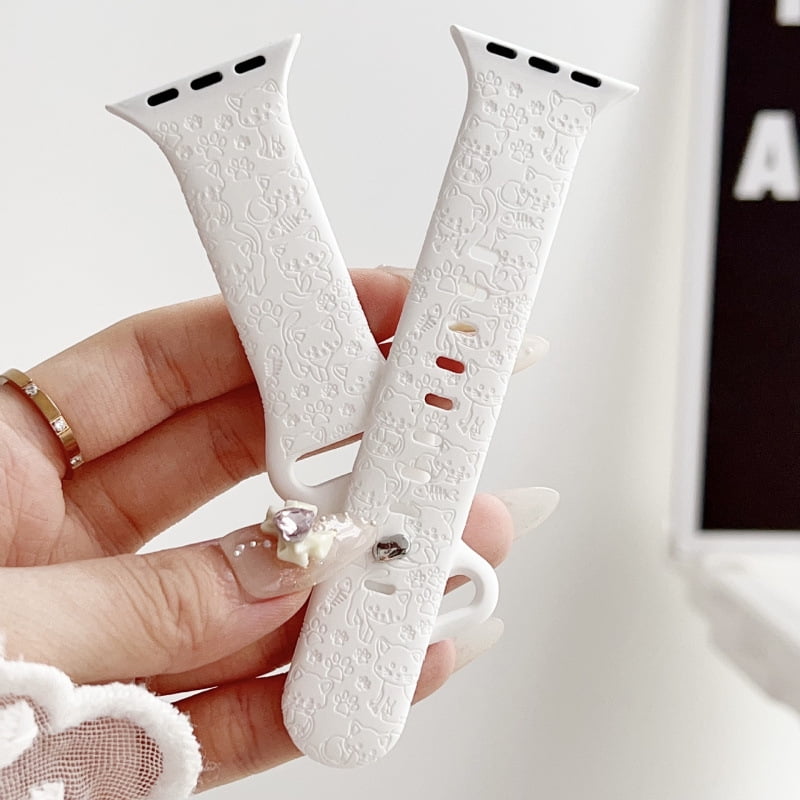 LeeCHee Engraved Cat Bands Compatible with Apple Watch Band 40mm 41mm ...