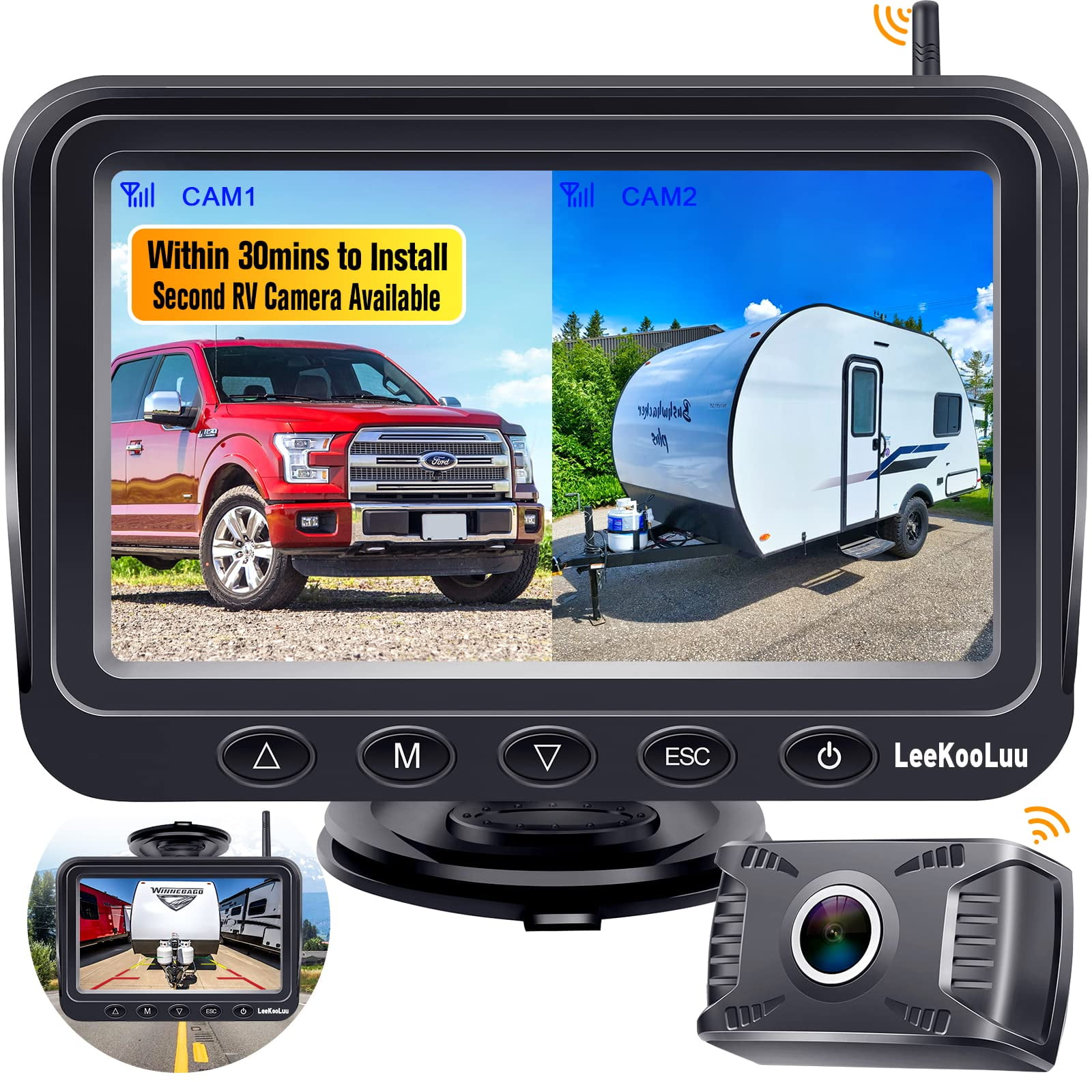 LeeKooLuu Wireless Backup Camera HD 1080P Waterproof Truck Car Mini-RV ...