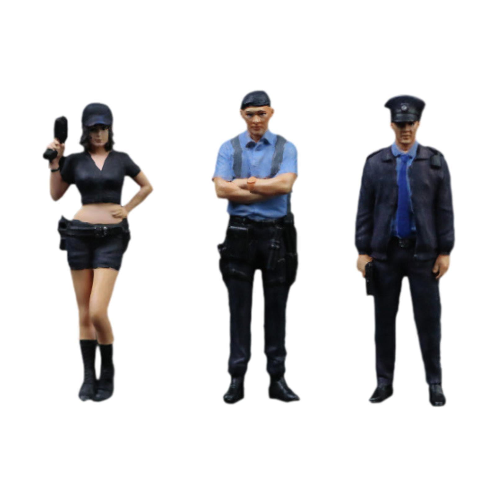 LeeQinersw 3 Pieces 1/64 Scale Diorama Police Figures for Fariy Garden ...