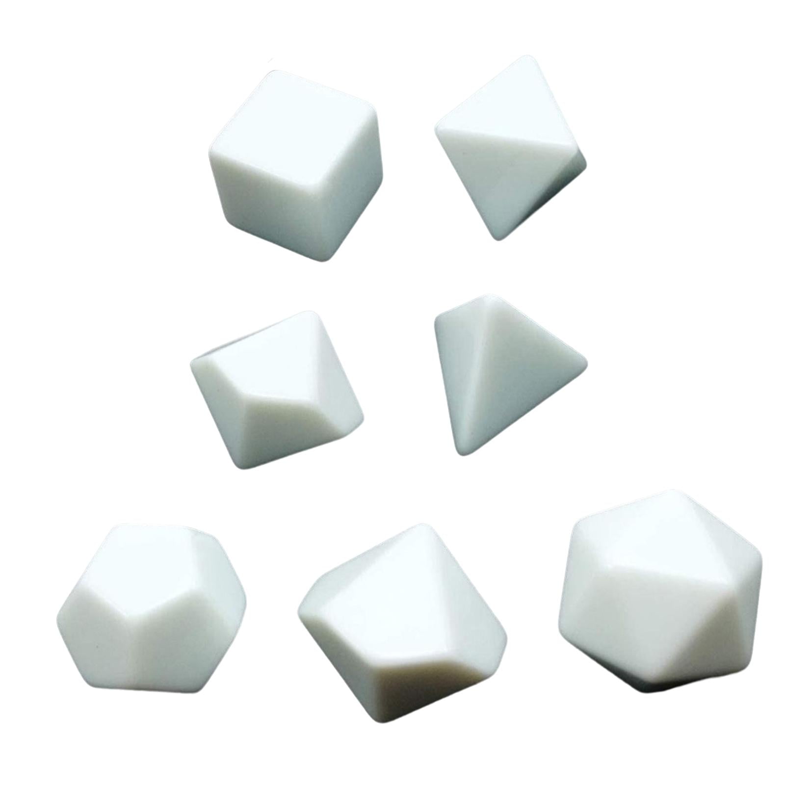 LeeQinersw 7Pcs White Empty Dices Blank Polyhedral RPG Dices Set for ...