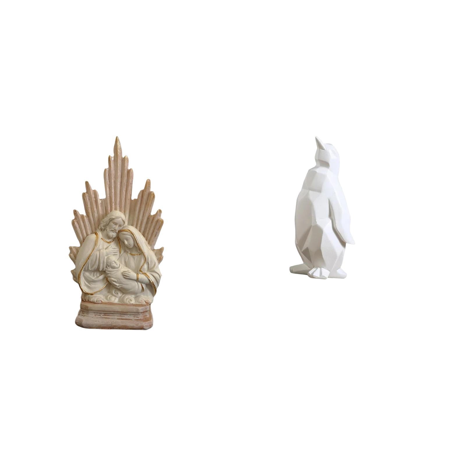 LeeQinersw Classic Catholic Penguin Family Resin Sculpture Figurine ...